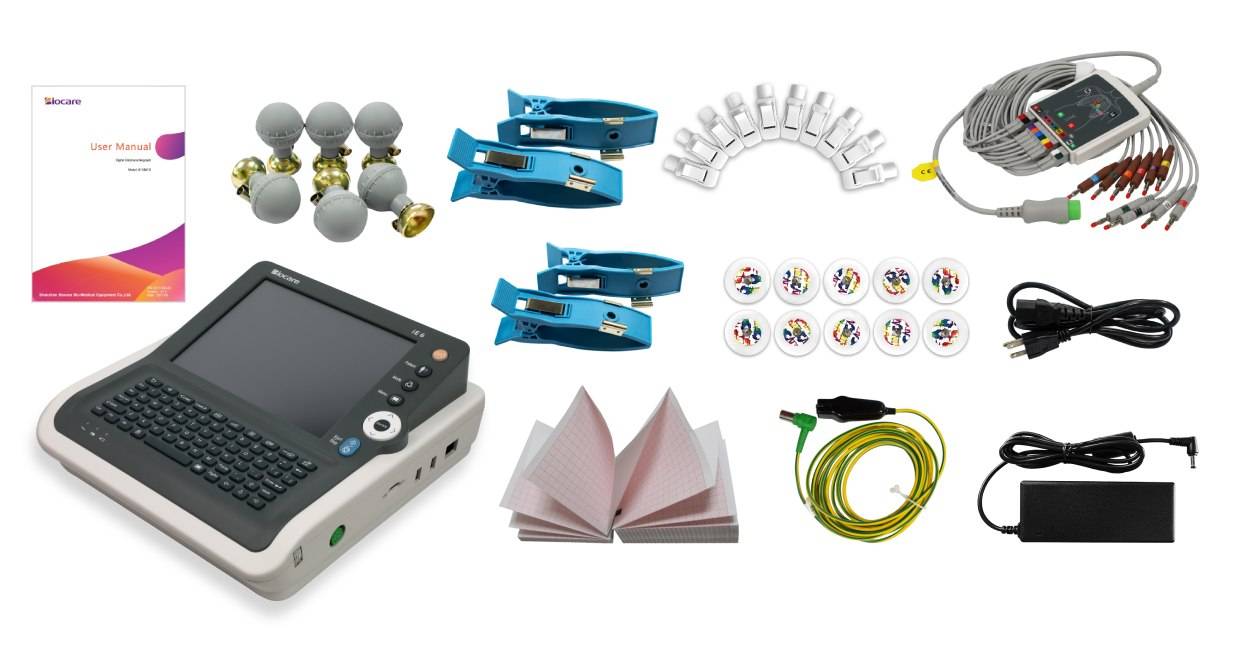 Touchscreen Interpretive 12-Lead EKG Machine for Rapid ECG Diagnosis with 6-Channel Support ...